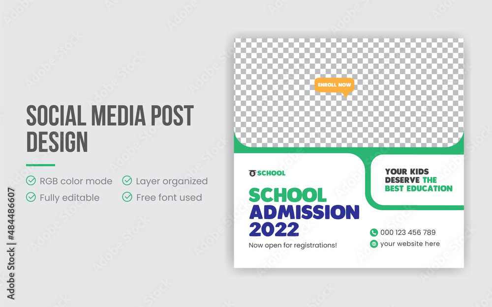 School kids educational social media post or web banner design template ...