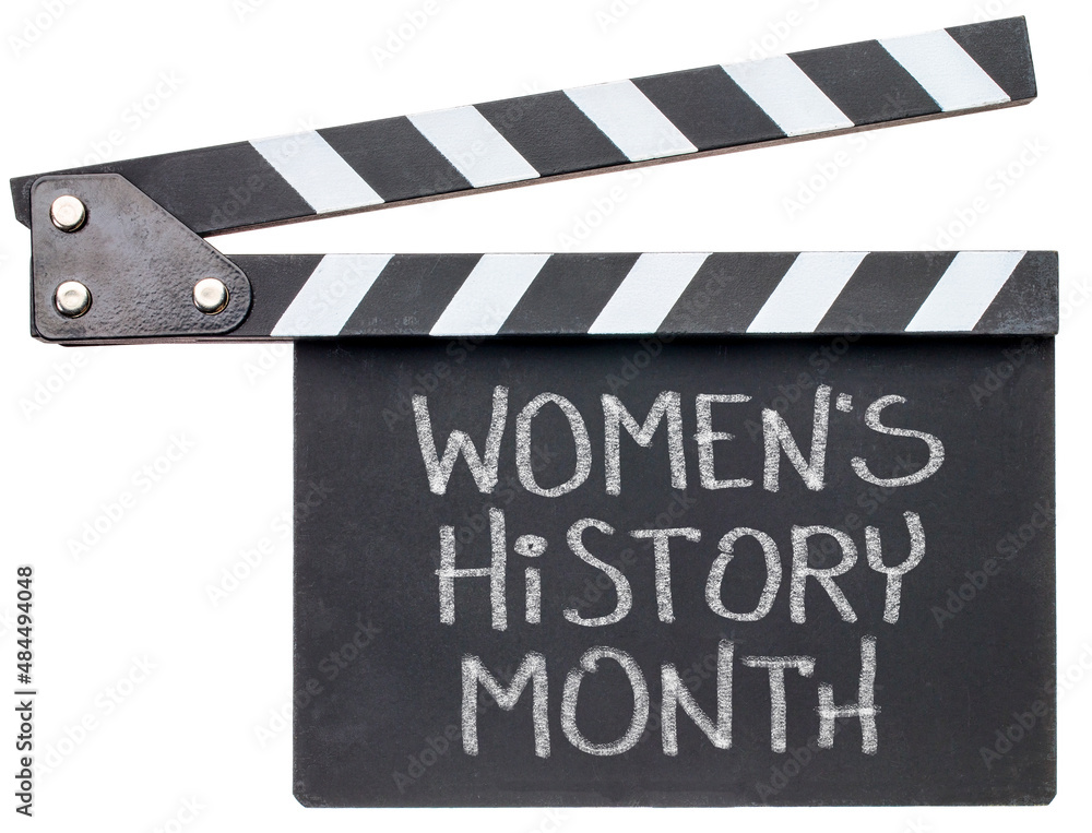 Women History Month, white chalk handwriting on clapboard ...