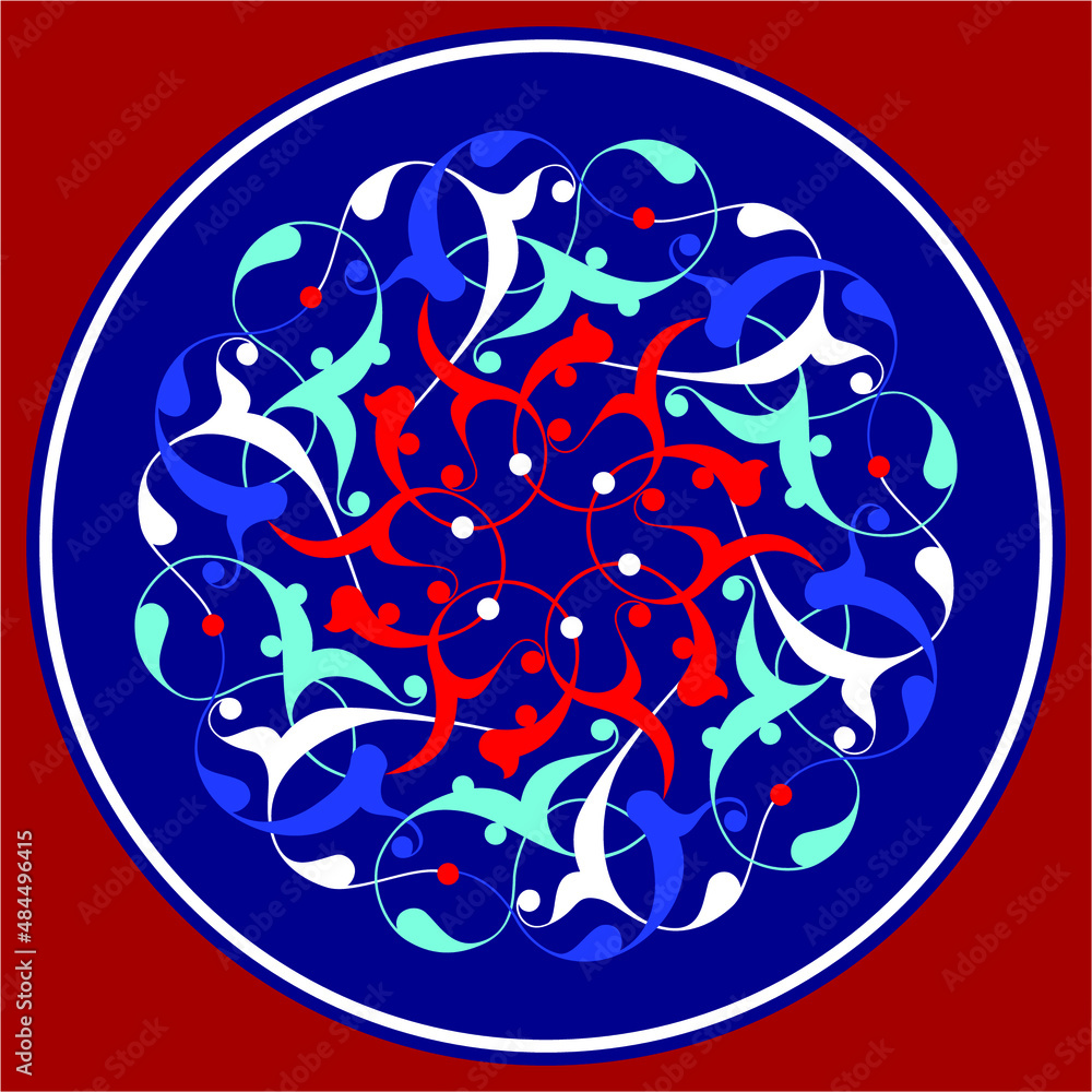 Ottoman motif consisting of rumi designs. It can be used as wall ...