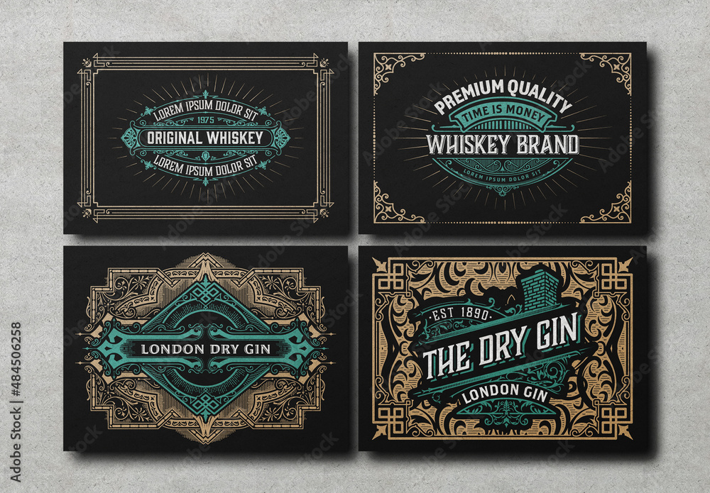 Set of 4 Vintage Labels for Packing Stock Template | Adobe Stock