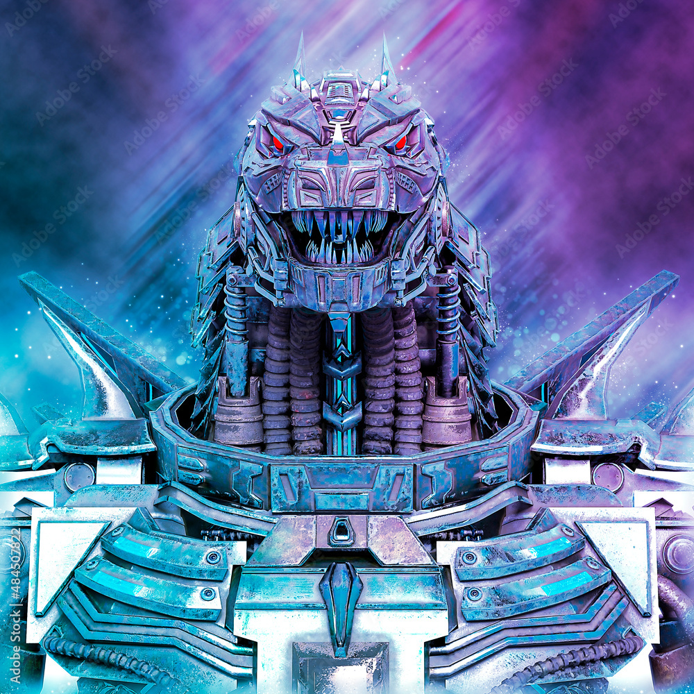 cyberpunk dinosaur bot profile picture Stock Illustration | Adobe Stock