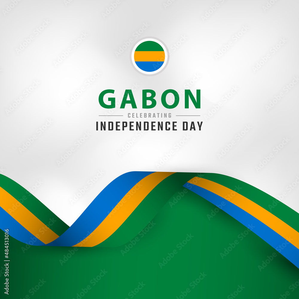 Happy Gabon Independence Day August 17th Celebration Vector Design ...