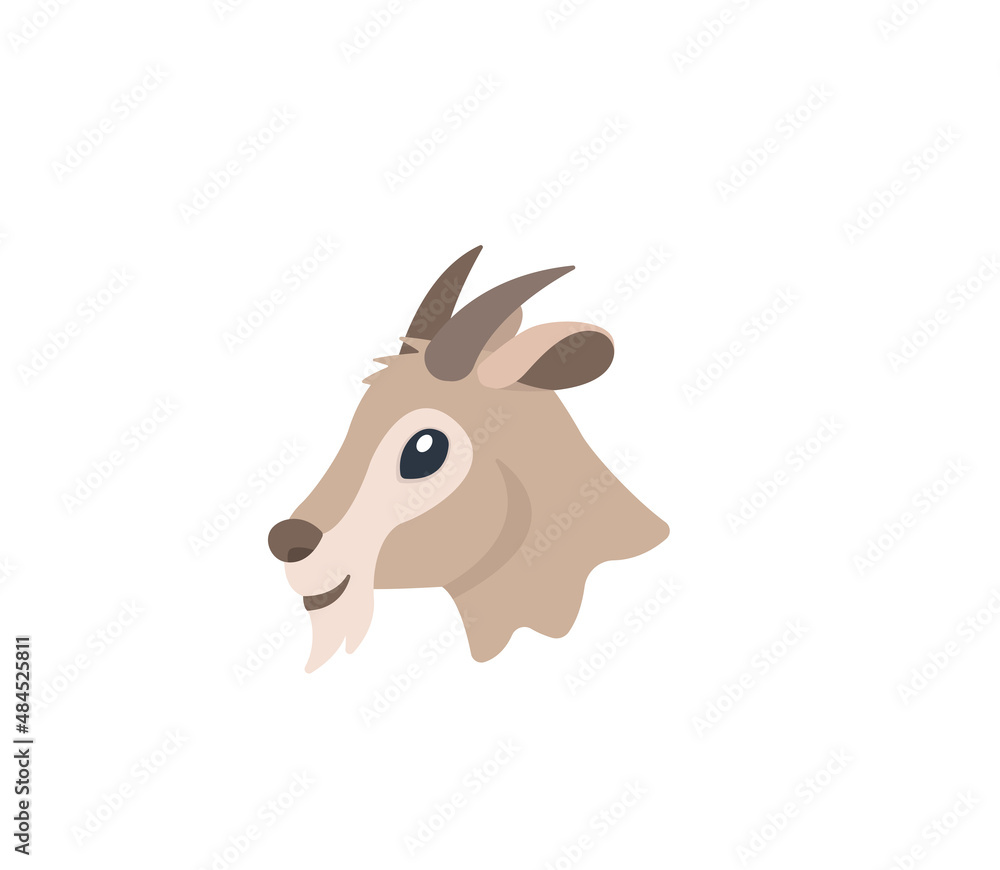 Goat face vector isolated icon. Emoji illustration. Goat vector ...