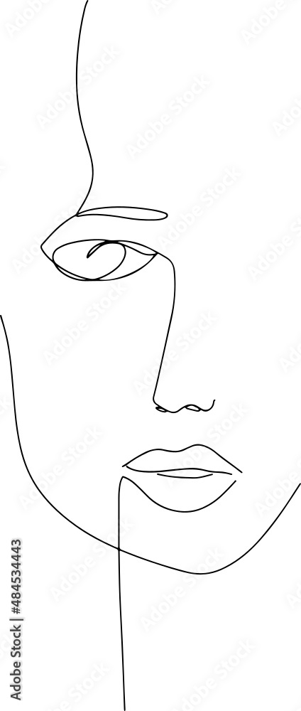 Trendy vector set of illustrations in minimal linear style. Face ...