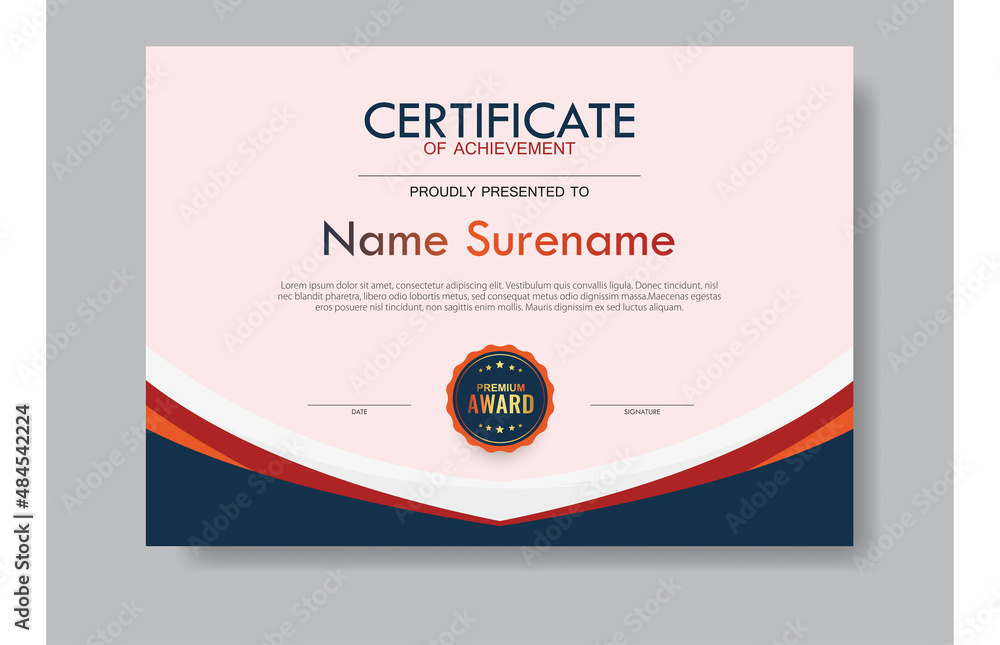 Simple modern tricolor flat certificate template Stock Vector | Adobe Stock