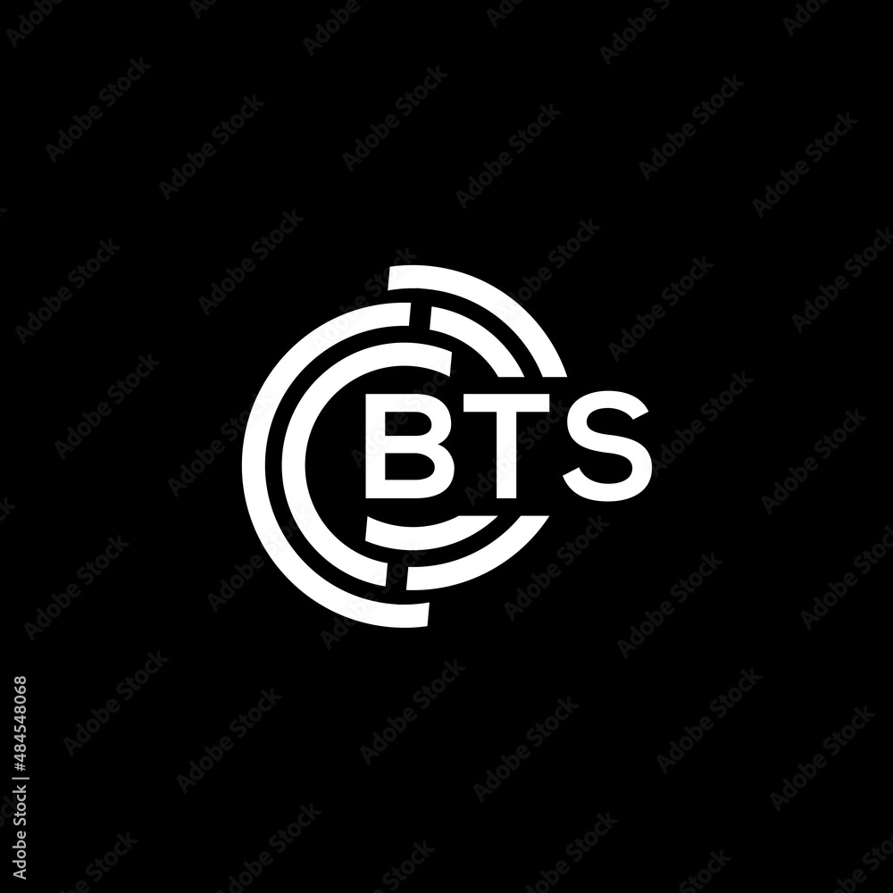 BTS letter logo design on black background. BTS creative initials ...