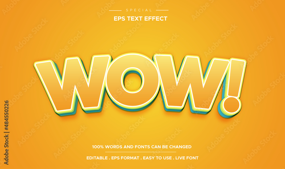 Text style 3d effect Wow bold mockup Stock Vector | Adobe Stock