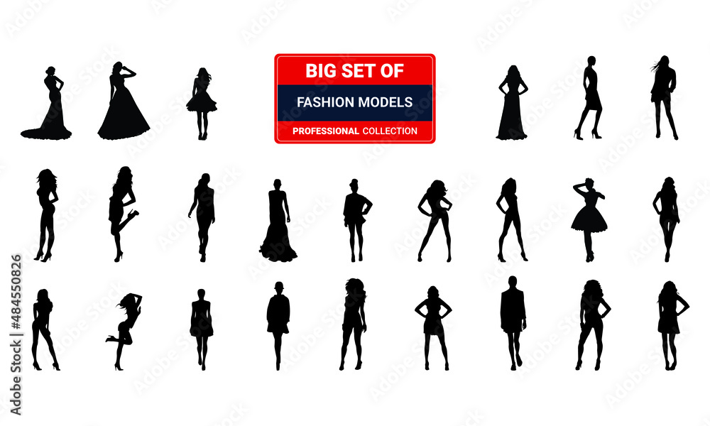 Sexy women fashion model girls set isolated on white background vector ...
