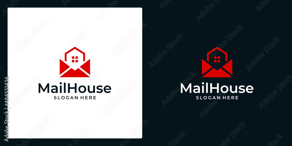 Envelope design with house home building logo vector icon design ...