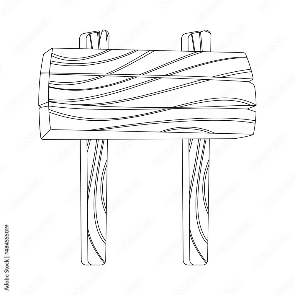 Wooden black line empty billboard set vector. Continuous line drawing ...