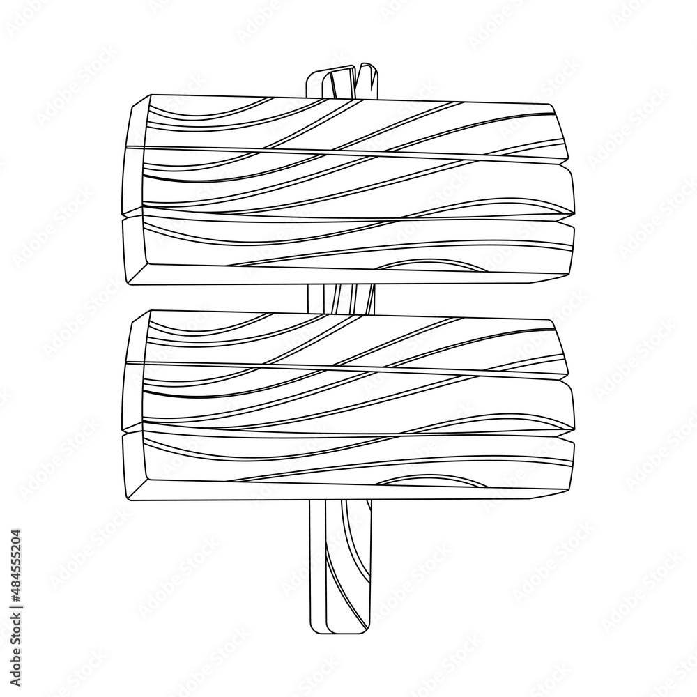 Wooden black line empty billboard set vector. Continuous line drawing ...