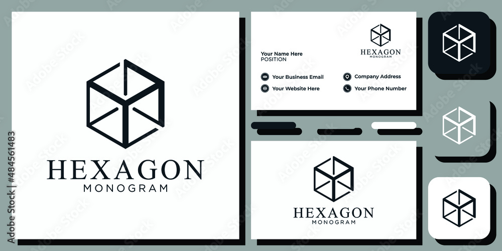 hexagon elegant modern sans serif font letter initial alphabet serif ...