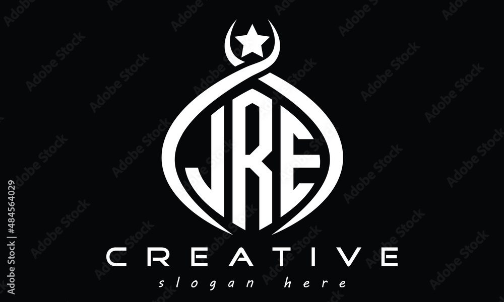 JRE three letters monogram curved oval initial logo design, geometric ...