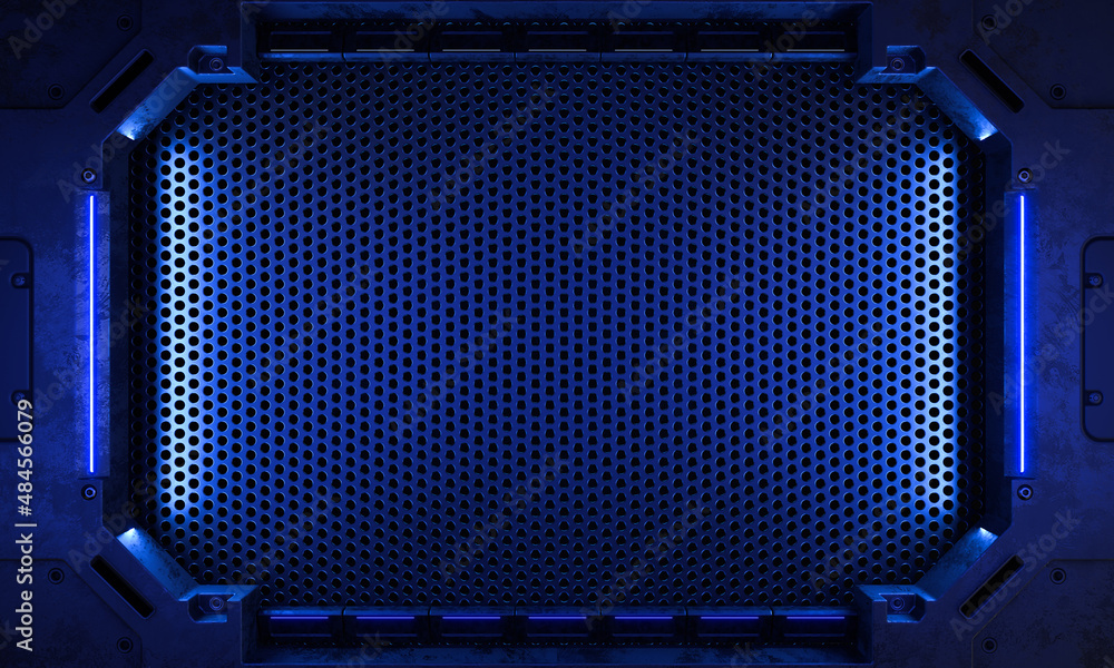 Futuristic metal frame, Sci-Fi Background, High technology concept. 3D ...