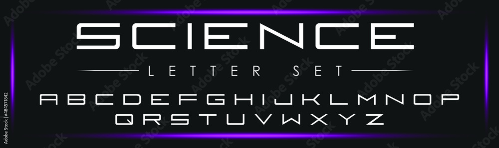 SCIENCE modern tech alphabet letter set design. Luxury vector typeface ...