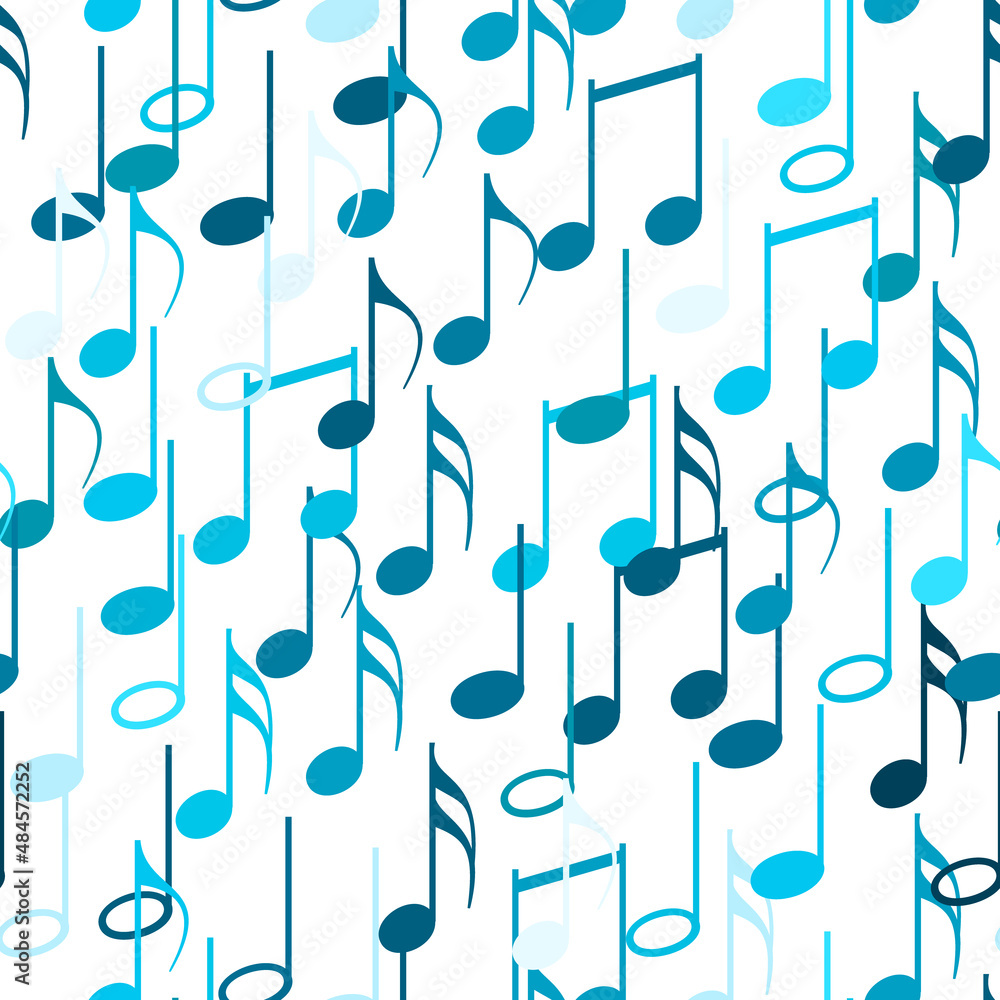 Seamless flying blue musical notes. Musical symbols for banner of ...