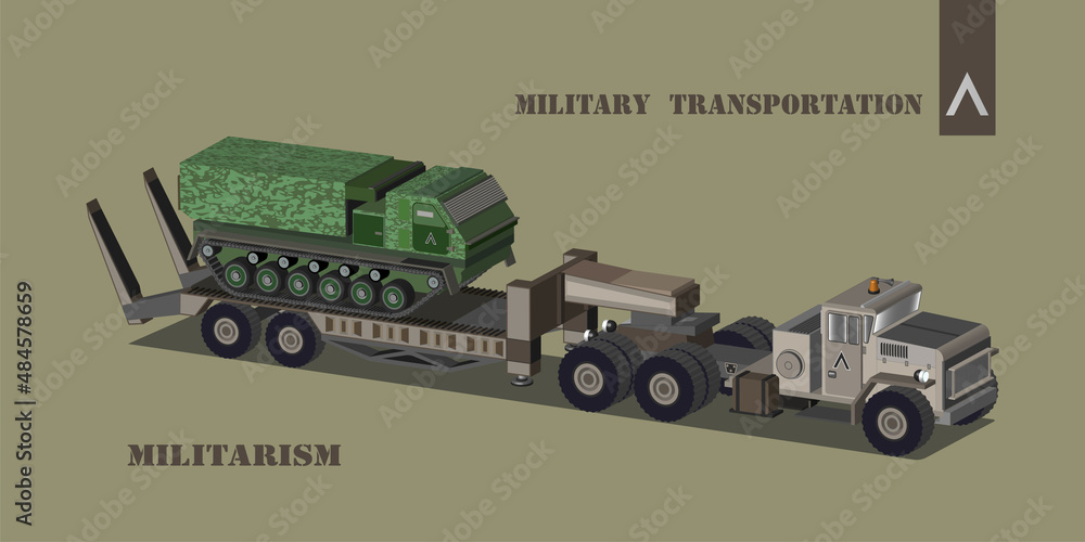3d heavy truck tractor with semi-trailer and track self-propelled ...