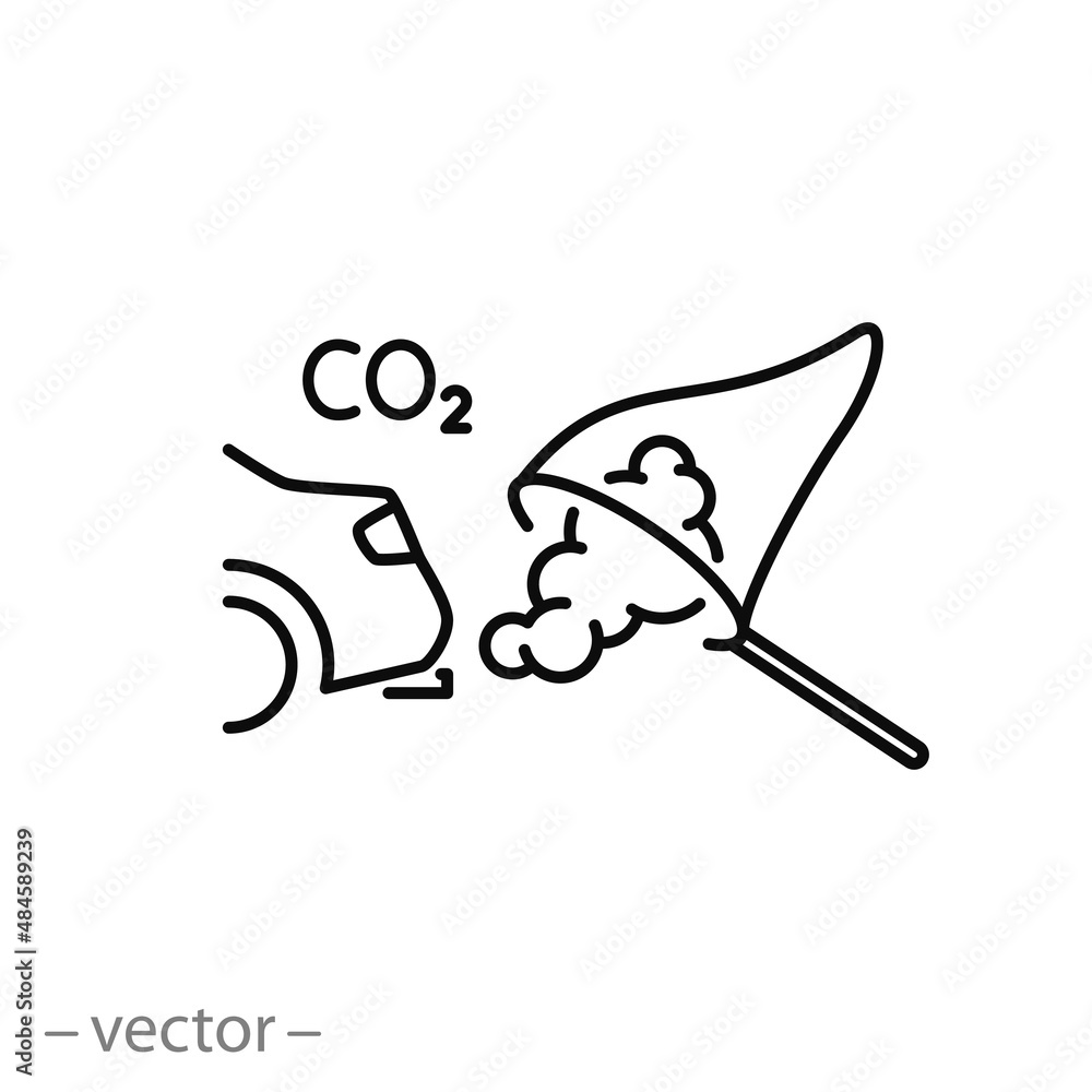 capture co2 car emission icon, decarbonize smoke, exhaust carbon ...