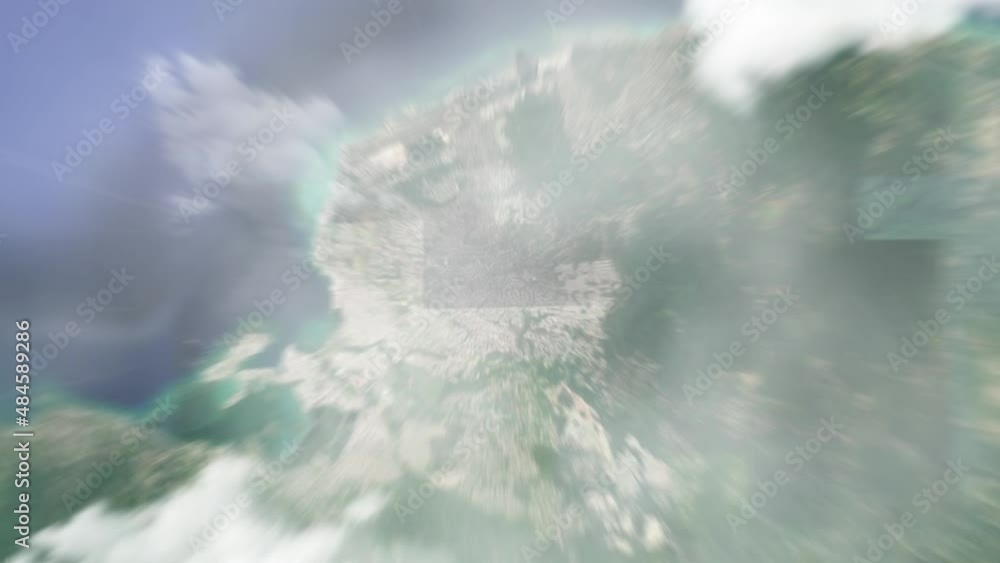 Earth zoom in from outer space to city. Zooming on Montego Bay, Jamaica ...