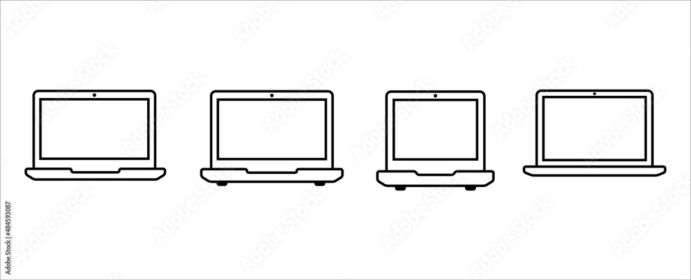 Laptop icon set. Assorted laptops vector icons set. Symbol of personal ...