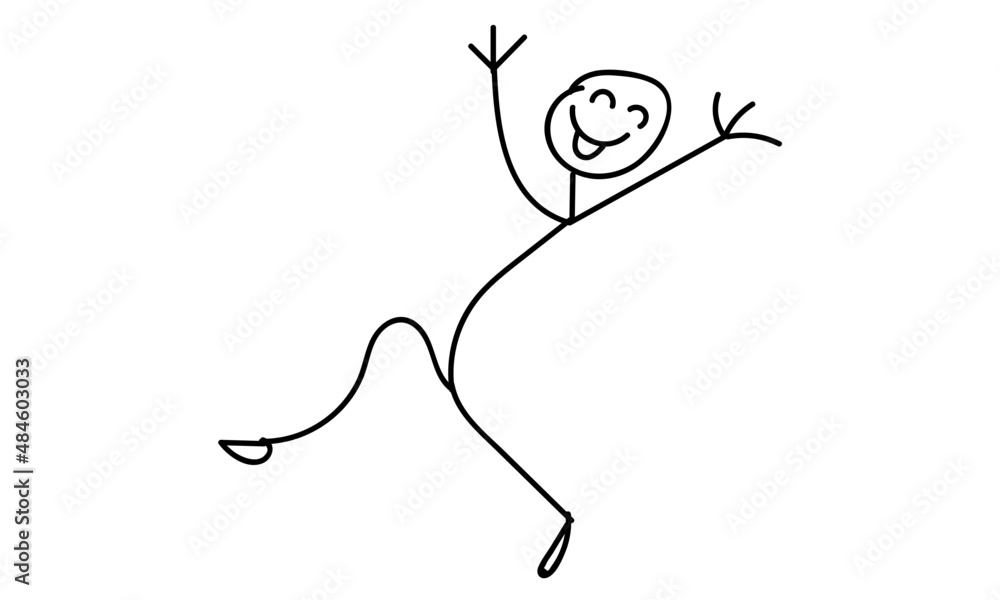 Happy Stick Figure vector illustration. Cartoon icon. Stock Vector ...