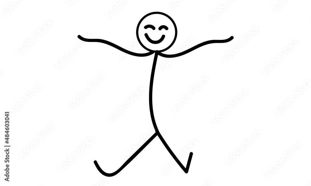 Happy Stick Figure vector illustration. Cartoon icon. Stock Vector ...