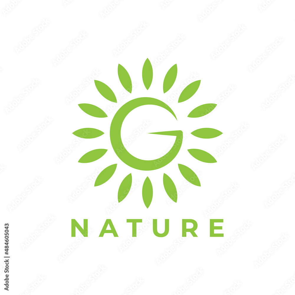 letter G nature leaf logo design Stock Vector | Adobe Stock