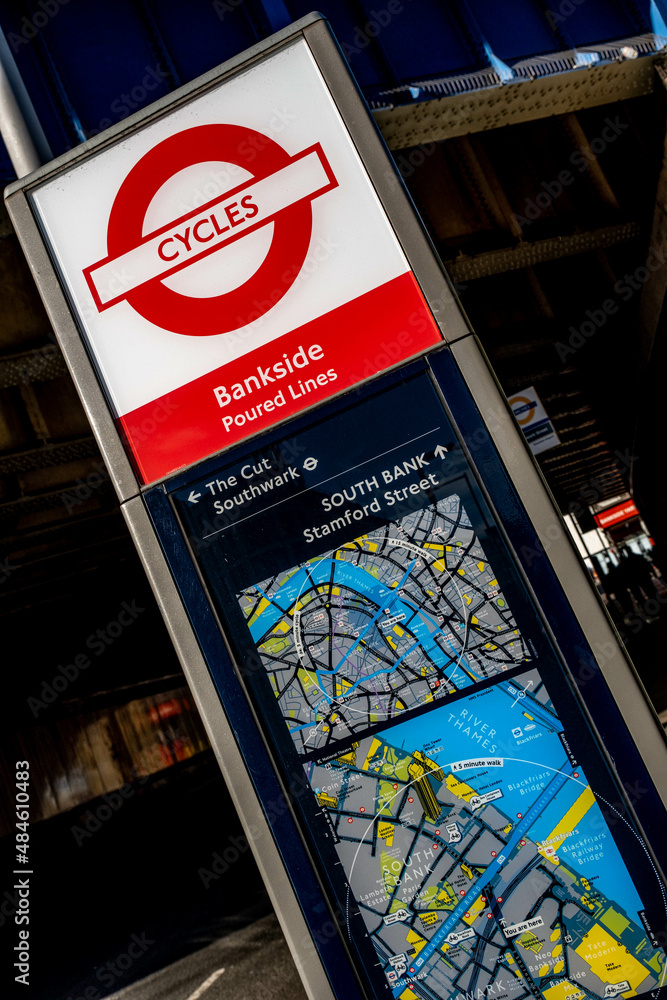 Cyclists Route Map Bankside Soouthwark London Stock Photo | Adobe Stock
