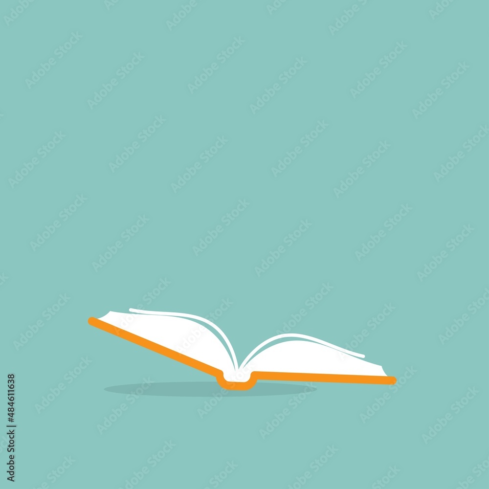 Open book with red book cover isolated on powder blue background ...