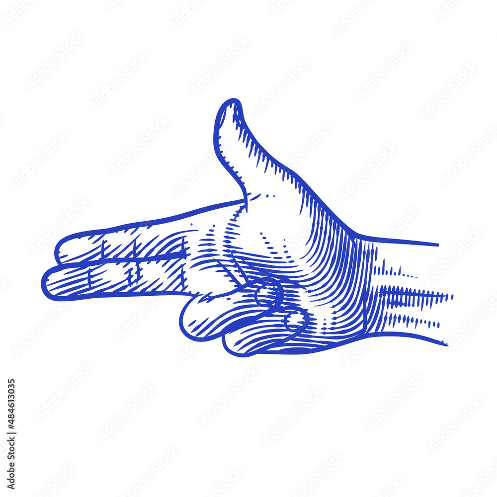 Finger gun hand gesture line art vector illustration Stock Vector ...