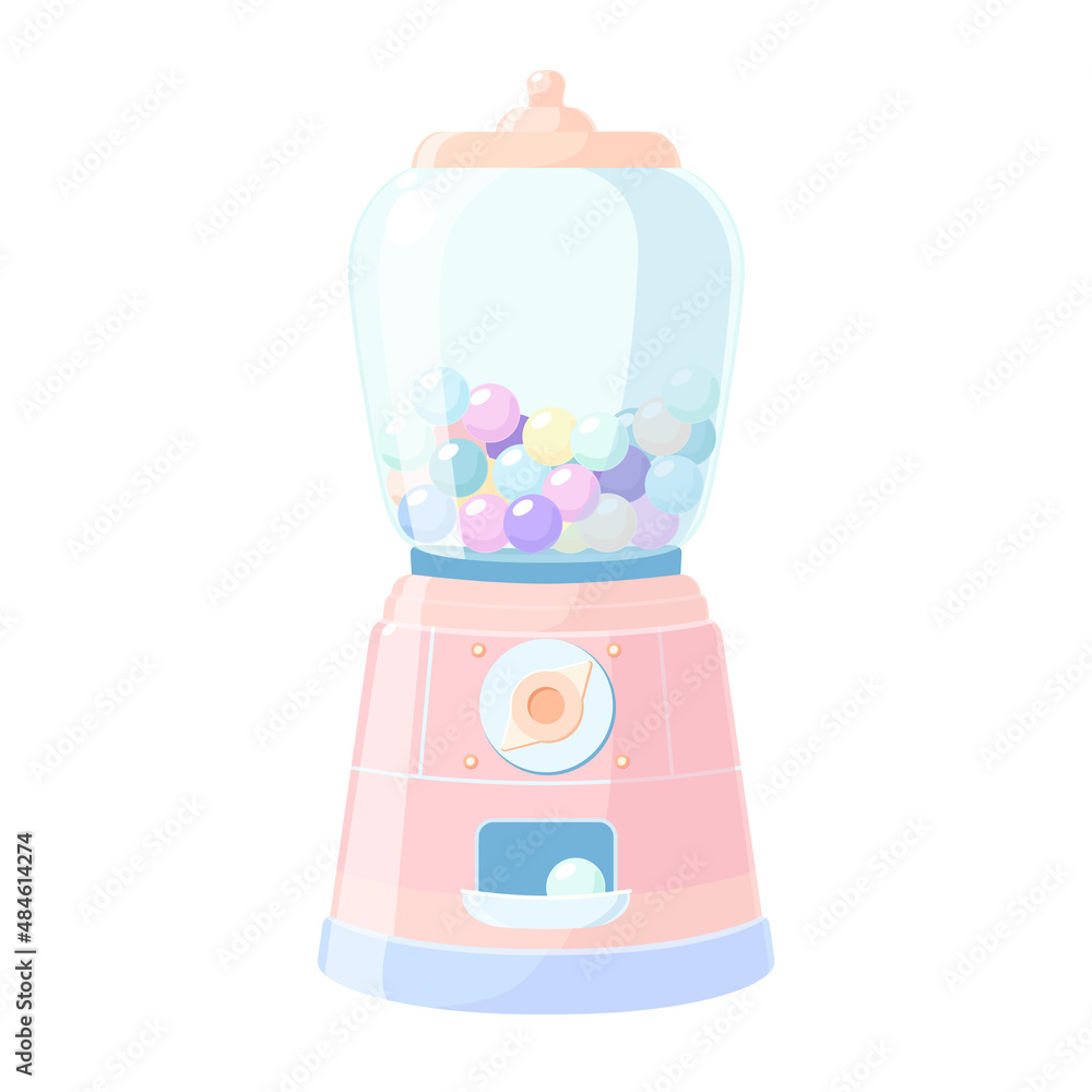 Gum machine. Pastel color vector illustration isolated on white ...
