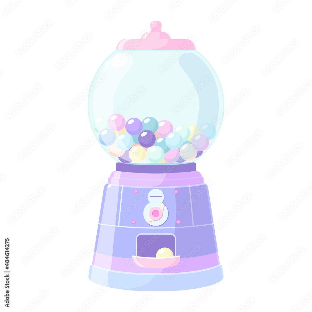 Gum dispensing machine. Pastel colors. Vector illustration isolated on ...