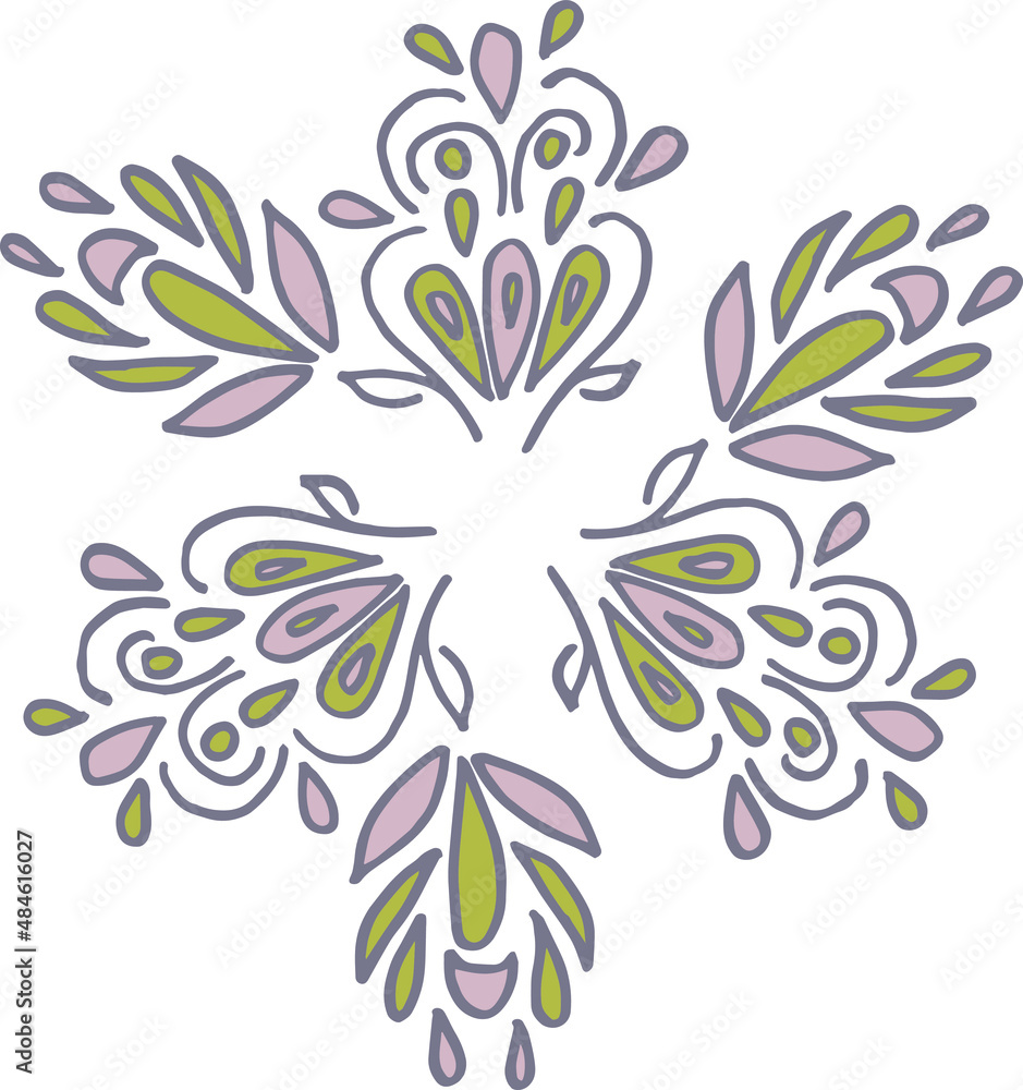 Vector six-pointed leaves. Botanical design for ribbon, border, trim ...