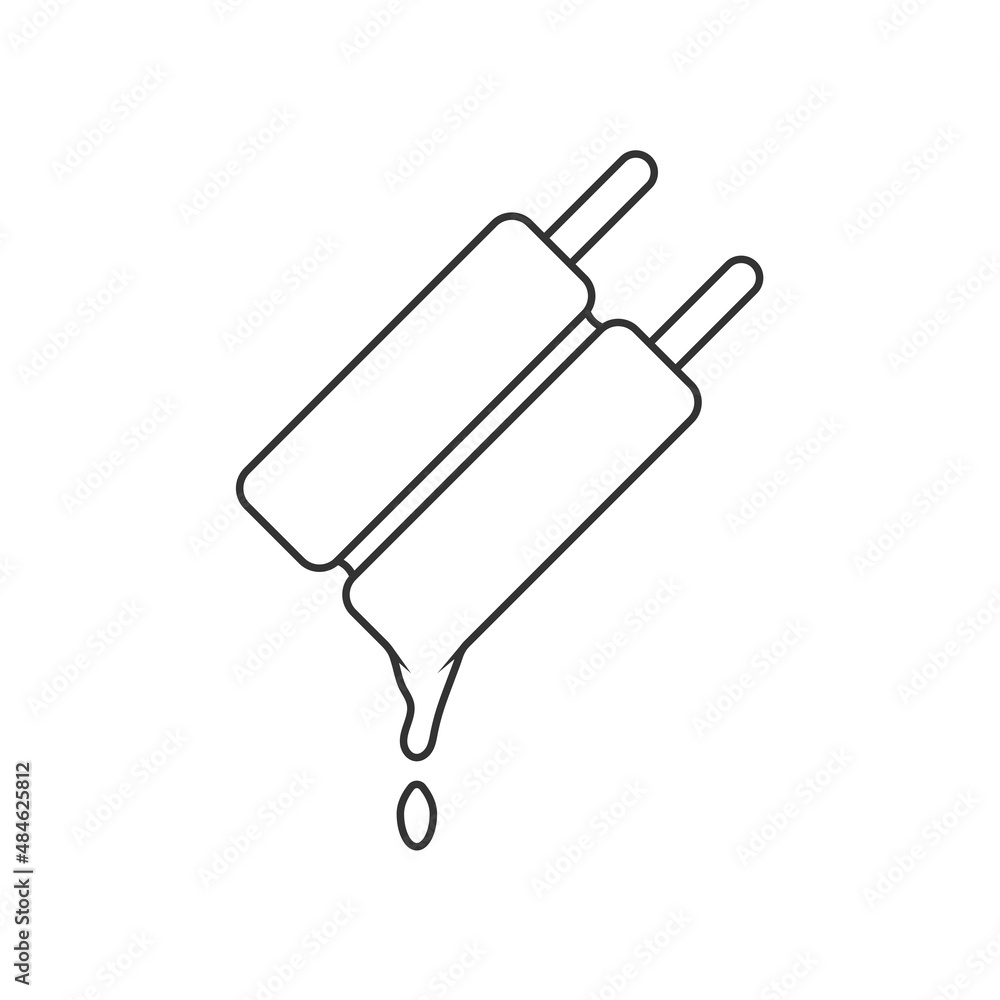 Dripping Ice Cream Outline Icon Illustration on White Background Stock ...