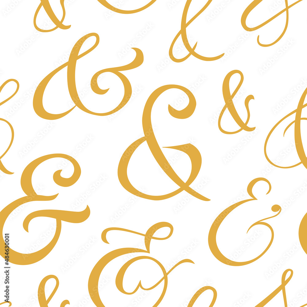 Typography ampersand seamless pattern. Vintage elegance script symbol ...