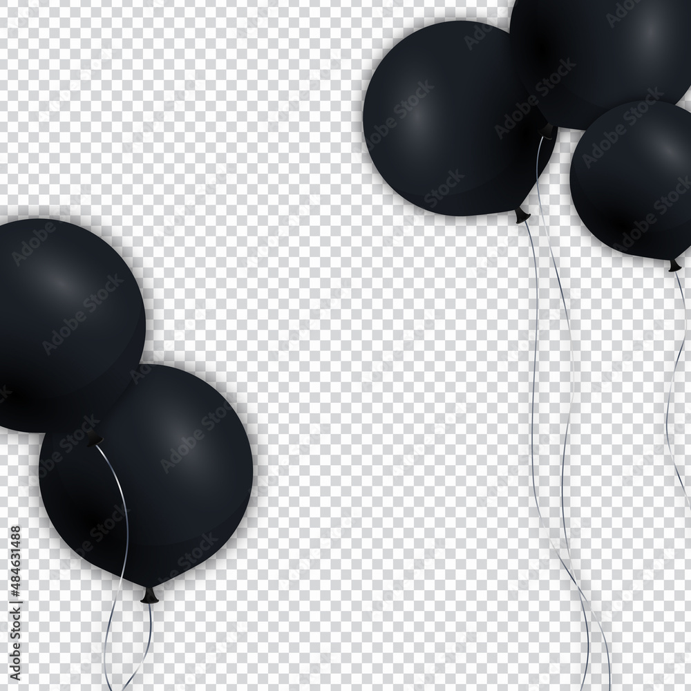 Black balloons on transparent background Stock Vector | Adobe Stock