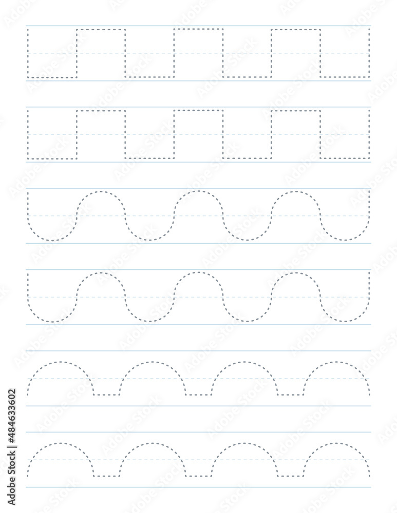 Tracing shapes worksheet for kids Stock Vector | Adobe Stock