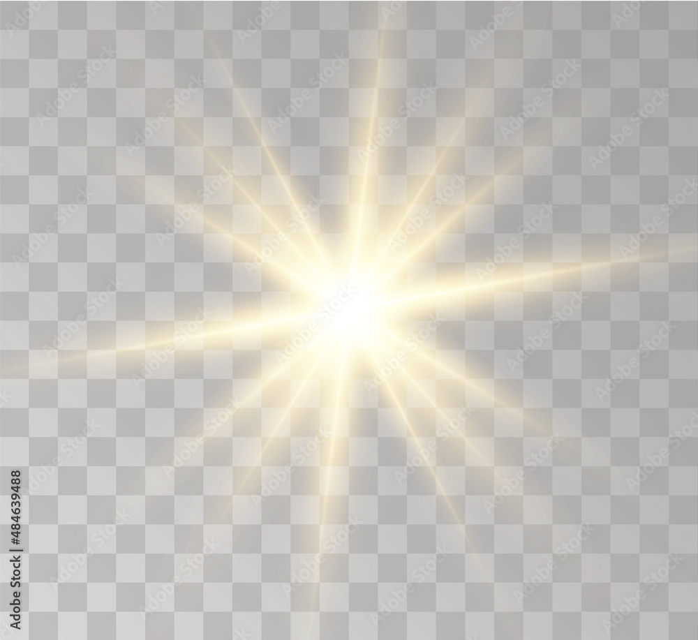 Transparent yellow sunlight special lens flash light effect. Front ...