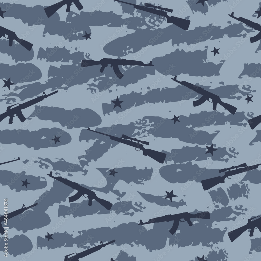 Camouflage texture. Seamless vector pattern with weapons military ...