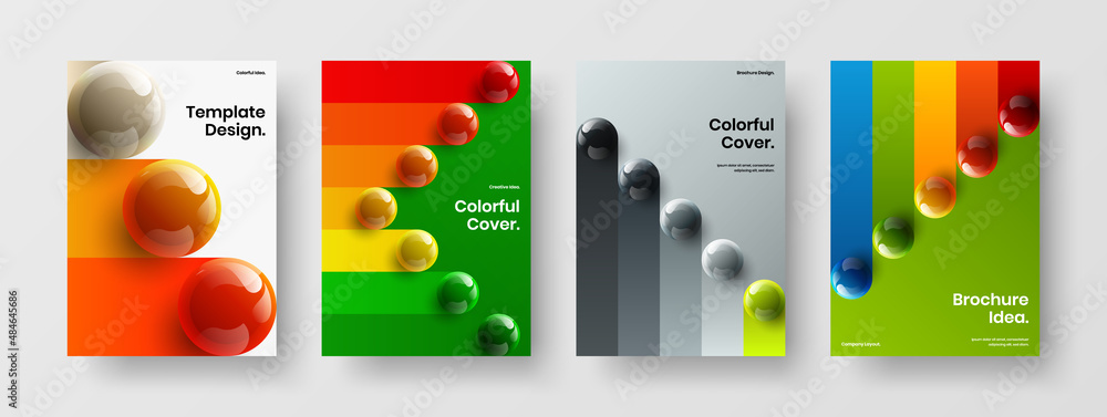 Modern magazine cover A4 vector design concept collection. Original 3D ...