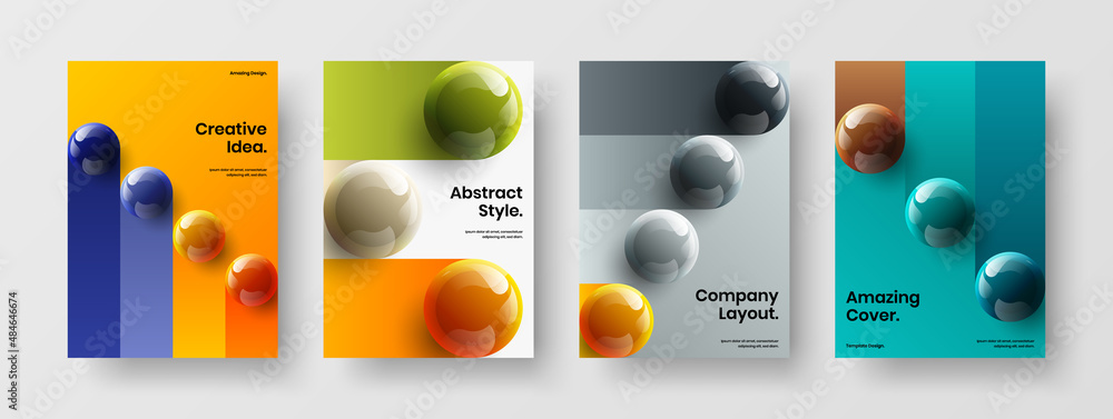 Bright book cover design vector illustration collection. Isolated 3D ...
