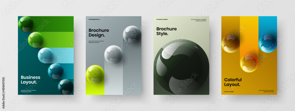 Fresh front page design vector illustration set. Simple realistic balls ...