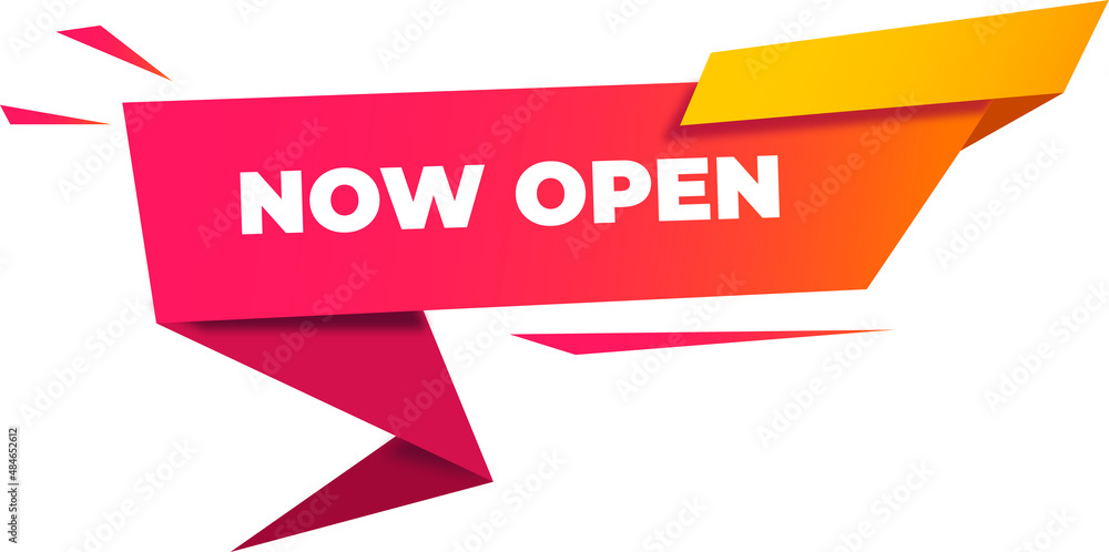 Red banner with text for business and shop sale now open Stock Vector ...
