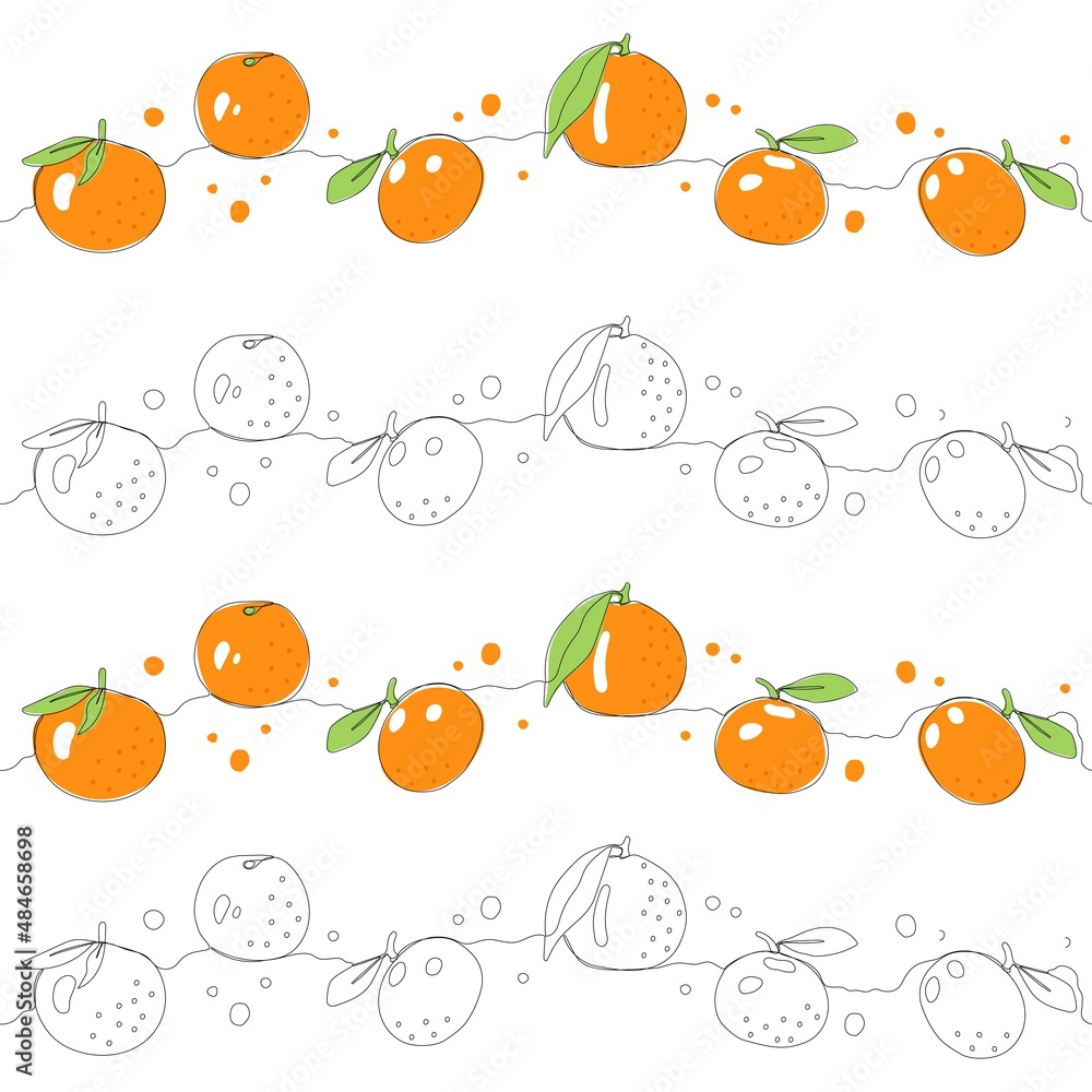 Line art one line tangerine illustration for print design. Vector ...