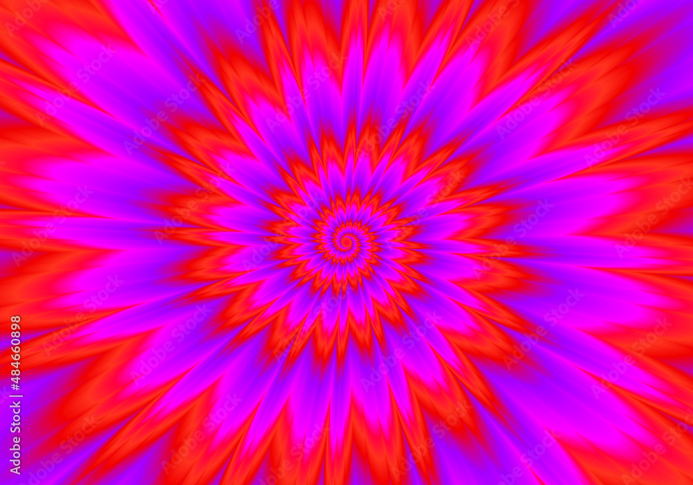 Scarlet flower. Red pulsing spirals. Optical illusion of movement ...