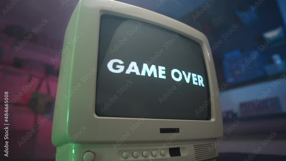 GAME OVER on Old Vintage Retro TV Screen from 80s 90s Closeup Stock ビデオ ...