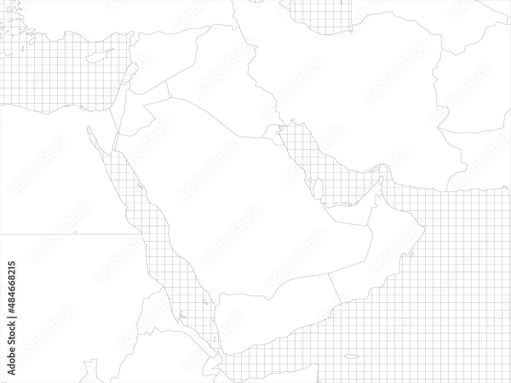 Middle East simple outline blank map Stock Vector | Adobe Stock