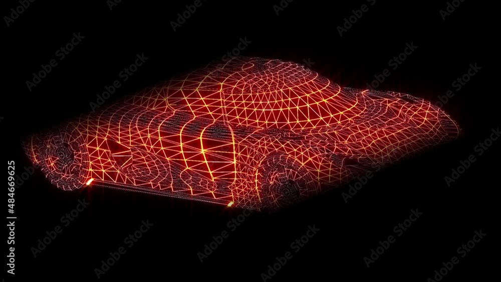 Assembling a car from animated 3D parts. Rotating animated construction ...