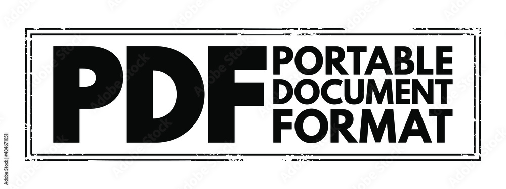 PDF - Portable Document Format acronym text stamp, technology concept ...