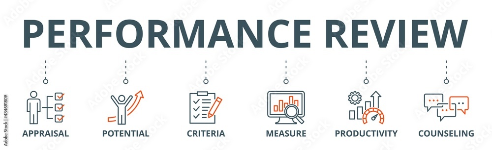 Performance review banner web icon vector illustration concept for ...